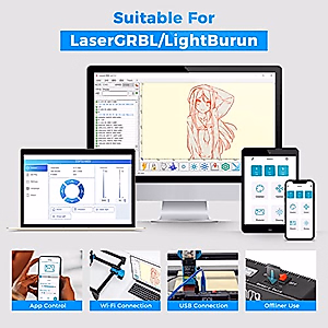 Twotrees TTS-25 Laser Engraving Machine 32 Bit Motherboard, Laser Engraver for Plywood Wood Leather, WiFi and App Control, Fixed Focus Laser Power: 2.5W, Working Area: 300x300mm