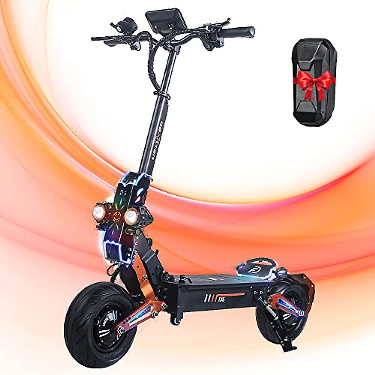 ANDBEE Electric Scooter Adult, 12-inch Road Tires with Seat Sports Scooter, 5000W Dual Motor High Power Dual Drive 50MPH, 48V35AH Range 75Miles Removable with Password Lock Battery Electric Scooter