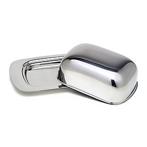 StainlessLUX Stainless Steel Covered Butter Dish, 7.25 by 4.85 by 2.25-Inch, Brilliant Finish