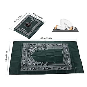 Hitopin 2 Pieces Travel Prayer Mat, 60cm*100cm Portable Prayer Mat, Waterproof Prayer Mat, Prayer Rug, Muslim Travel Prayer Mat, for Ramadan Gifts, Islamic Muslim Prayer (Green, Blue)