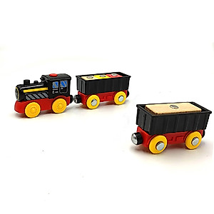 Wooden Magnetic Train Set Battery Operated Freight Train for Train Tracks Toy for Toddlers 3 4 5 Years Old Boys Girls (without Battery)