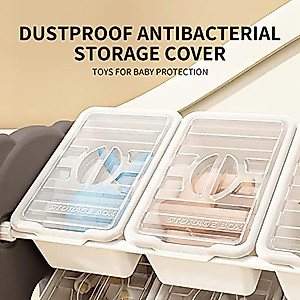 UNICOO Kids Baby Bear Toy Organizer Rack, 14 Bins with Dustproof Storage Cover for Baby Essentials, Kids Toys & Supplies 4 Tier Large Size (Bear Organzier -Brown)