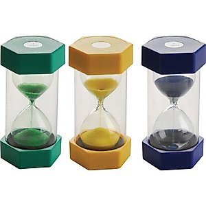 Constructive Playthings Sand Timers, Colorful Visual Timer for Toddlers for Brushing Teeth, STEM Toy, 3-Piece Sand Clock Set, Multicolor, Durable Construction, Ages 3 Years and Older
