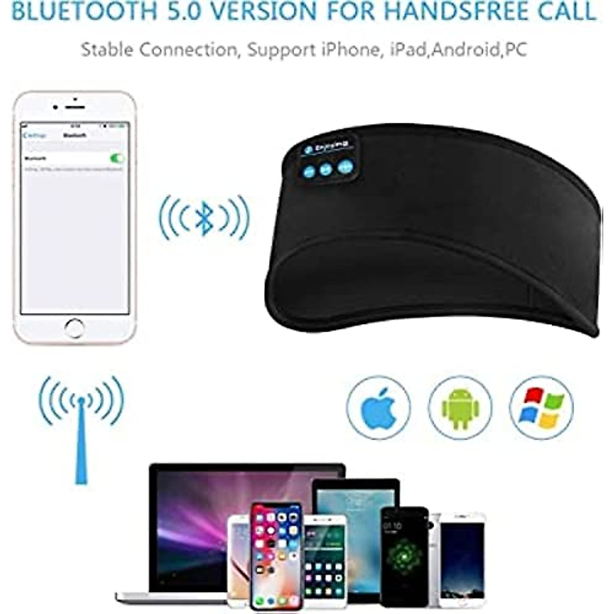 Perytong Sleep Headphones Wireless, Bluetooth Sports Headband Headphones with Ultra-Thin HD Stereo Speakers Perfect for Sleeping,Workout,Jogging,Yoga,Insomnia, Air Travel, Meditation