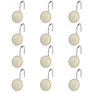 Twofishes Cream Rounds Resin Shower Curtain Hooks Set of 12 Decorative Rust Proof Resin Shower Curtain Rings Pack of 12