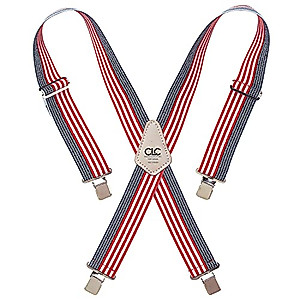 Custom Leathercraft110USA Heavy Duty Elastic Work Suspenders, USA Flag Print