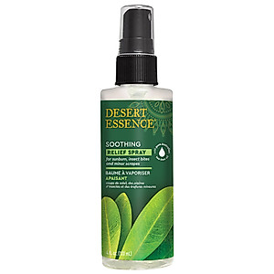 Desert Essence Relief Spray - 4 Fl Oz - Antiseptic Eco-Harvest Tea Tree Oil & Other Essential Oils - Natural First Aid - Minor Burns - Sunburn - Insect Bites - Scrapes - May Comfort Aching Feet