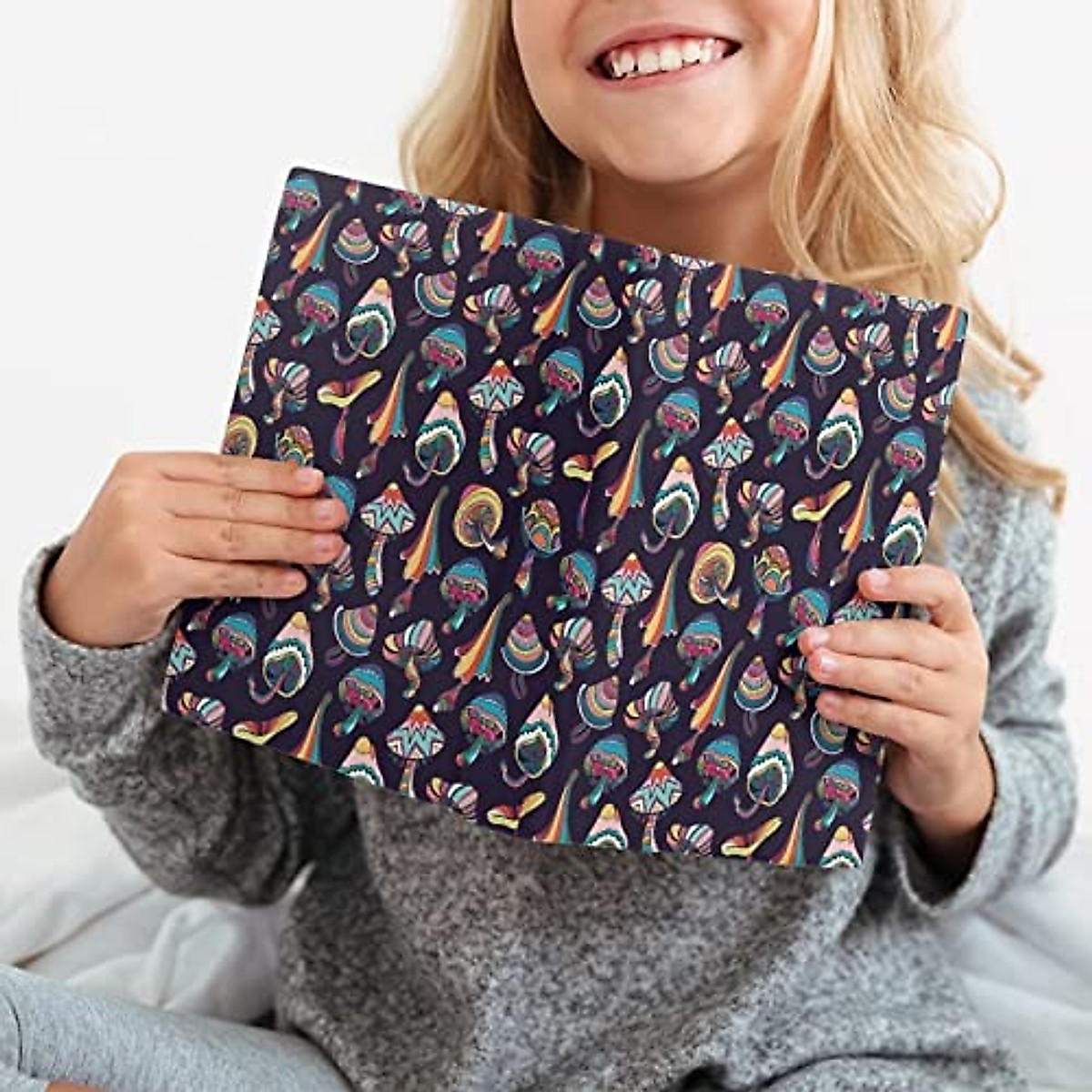 YEXIATODO Purple Mushroom Book Sleeve Cover Hard Books Cover for Paperback, Washable Fabric, Book Protector Tablet Pc Case Cover for Adult