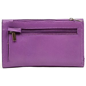 Ladies/Womens Leather Slim Wallet with Magnetic Popper Opening - Lilac