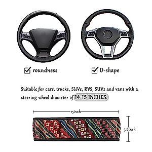 Boho Steering Wheel Cover,Unique Baja Blanket Ethnic Style Steering Wheel Cover & Car Interior Accessories,Anti-Slip Universal 15 Inch Car Steering Wheel Covers for Women Men (Colorful)
