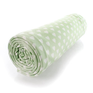 Sage Green White Hearts DBP Fabric - Double Brushed Polyester 4 Way Stretch - 1/2 Yard
