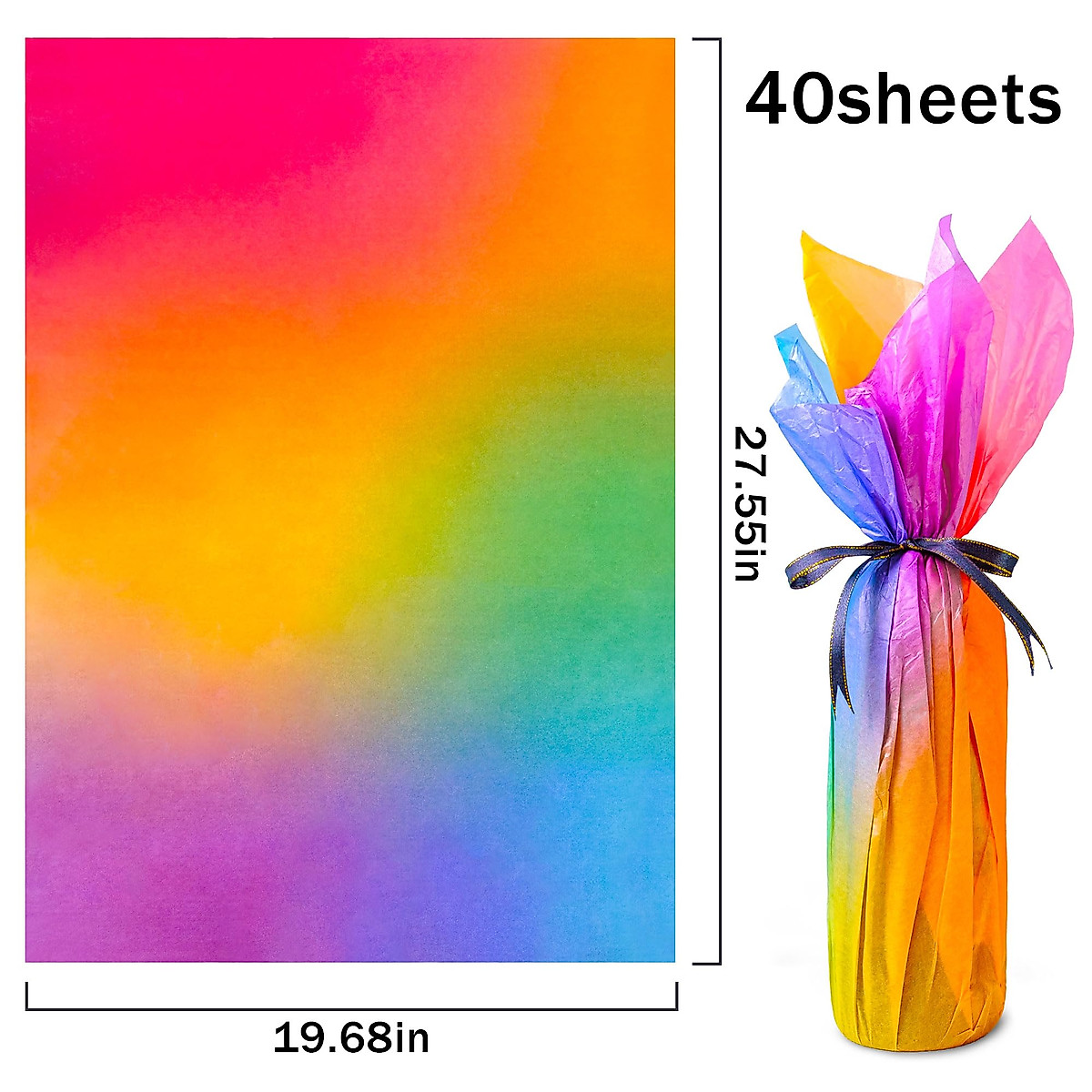 MR FIVE 40 Sheets Red Purple Green Blue Gradient Tissue Paper Bulk,20"x 28",Gradient Tissue Paper for Gift Bags Crafts Baby Shower Birthday Weddings Thanksgiving