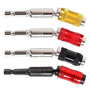 DUALSHINE Drill Bit Holder, 4Pcs Magnetic Swiveling Bit Tip Holder Set Drill Bit Extension Pivot 1/4 Inch Hex Quick Release Pivoting Screwdriver Rotary Extender Chuck Adapter for Impact Driver Screws