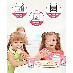 Lehoo Castle Kids Plates and Bowls Sets, 5 Piece Baby Feeding Set - Includes Plate, Bowl, Cup, Fork and Spoon Utensil Flatware, Kids Dinnerware Set for Kids, Toddlers (Unicorn)