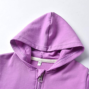 Toddler Boys Girls Clothes Hoodies Zipper Sweatshirt+Trouser Casual 2Pcs Outfits Set(Purple, 110/4T)