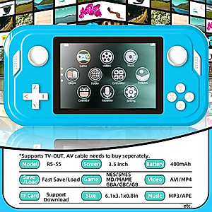 Handheld Game Console 3.5inch Mini Retro Gaming Player 700 Classic Games Rechargeable Game Consoles Box for Kids Boys Children (Turquoise)