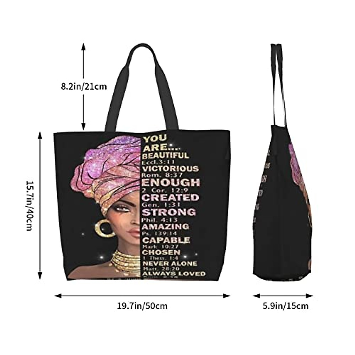 IHDABGDM african girl tote bag shopping bag shoulder bag black african girl magic shoulder bag shopping, work, groceries, gym