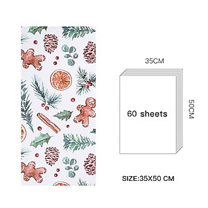 RUSPEPA Christmas Wrapping Tissue Paper - Gingerbread Man Design Tissue Paper Bulk for Gift Wrap, Christmas, Baby Shower, Art Crafts, Birthday, Wedding and More - 13.7X 19.7 inches - 60 Sheets