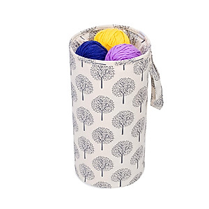 Luxja Yarn Storage Bag, Portable Knitting Bag for Yarn Skeins, Crochet Hooks, Knitting Needles (up to 14 Inches) and Other Small Accessories (Large/Trees)