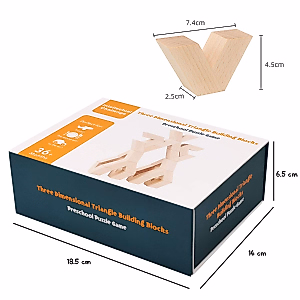 Xylolin Wooden Building Blocks for Kids 4-8, Large Solid Wood Toddlers Stacking and Balancing V-Shape Blocks Toy, Early Learning Construction Game for Kids Age 3 4 5 6 7