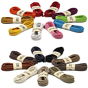 DELELE Round Cotton Waxed Shoelaces: 7/50 Inches Beige Dress Shoe Laces for Boot 2 Pair 35 inch