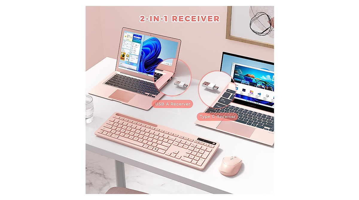 Vivefox Pink Wireless Keyboard & Mouse for MacBooks