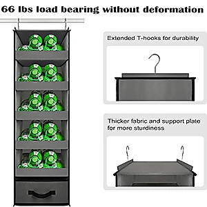 Licode 66LBS-Capacity Hanging Closet Organizer, Collapsible Hanging Closet Shelves, Hanging Purse Handbag Organizer for Closet & RV,42.5" H X 12.2" W X 13.6" D, 1-Pack A Grey