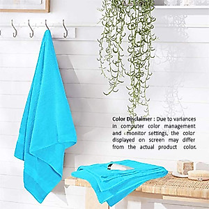 GLAMBURG Premium Cotton 4 Pack Bath Towel Set - 100% Pure Cotton - 4 Bath Towels 27x54 - Ideal for Everyday use - Ultra Soft & Highly Absorbent - Turquoise Blue