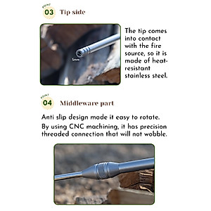 CAMPINGMOON Fire Blowing Stick Split Type Compact Fire Starter MS-43