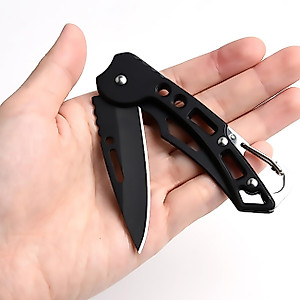 Gerderk 4 Pack Folding Pocket Knife, Pocket Knife with Chain, Only 2.5 in. Blade - EDC Knife for Camping Hiking Fishing for Men and Women (Black)