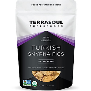 Terrasoul Superfoods Organic Smyrna Turkish Figs, 2 Lbs - No Added Sugar | Unsulphured | Perfectly Dried