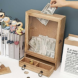 Qiannhee Large Shadow Box Display Case,11x16 Shadow Box Frame with Drawers and Removable Shelves of Flower Photos Wood pet Memorial Shadow Box, Wood Shadow Box as a Wedding Gifts (Rustic Brown)