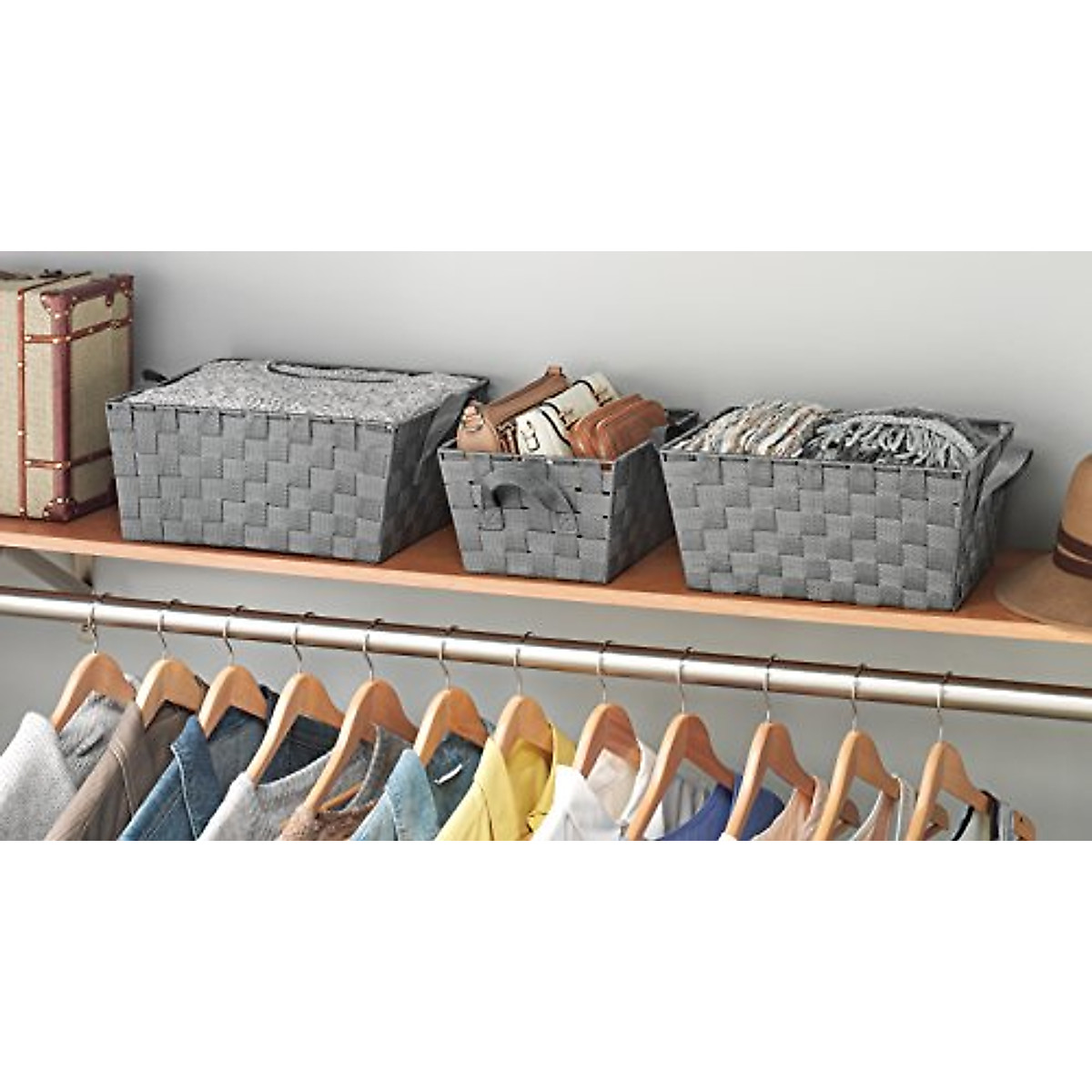Whitmor Woven Strap Storage Baskets S/3-Gray