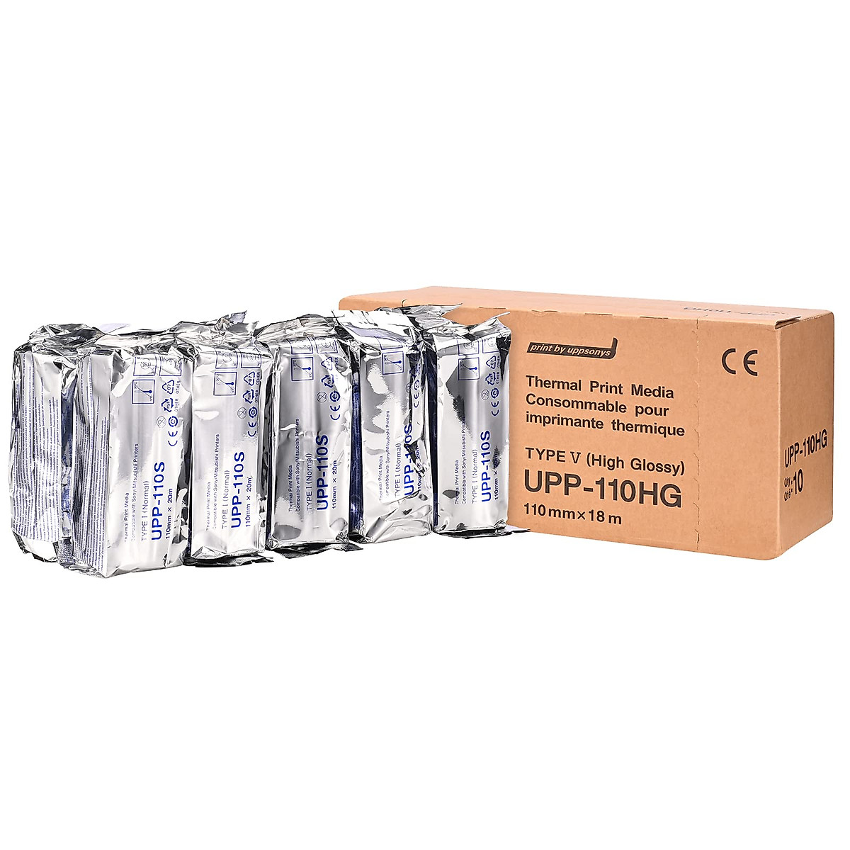 Compatible UPP-110S Ultrasound Paper 10 Rolls,Type I Black and White Video Thermal Print Media Upp-110S,110mm x 20m