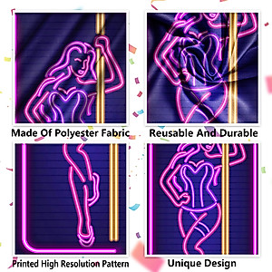 Neon Pole Dance Hot Sexy Girl Banner Pole Dancing Theme Backdrop Decor for Bachelorette Bridal Shower Birthday Party Decorations Chair Dancing Party P Valley Party Supplies Favors Photo Booth Props
