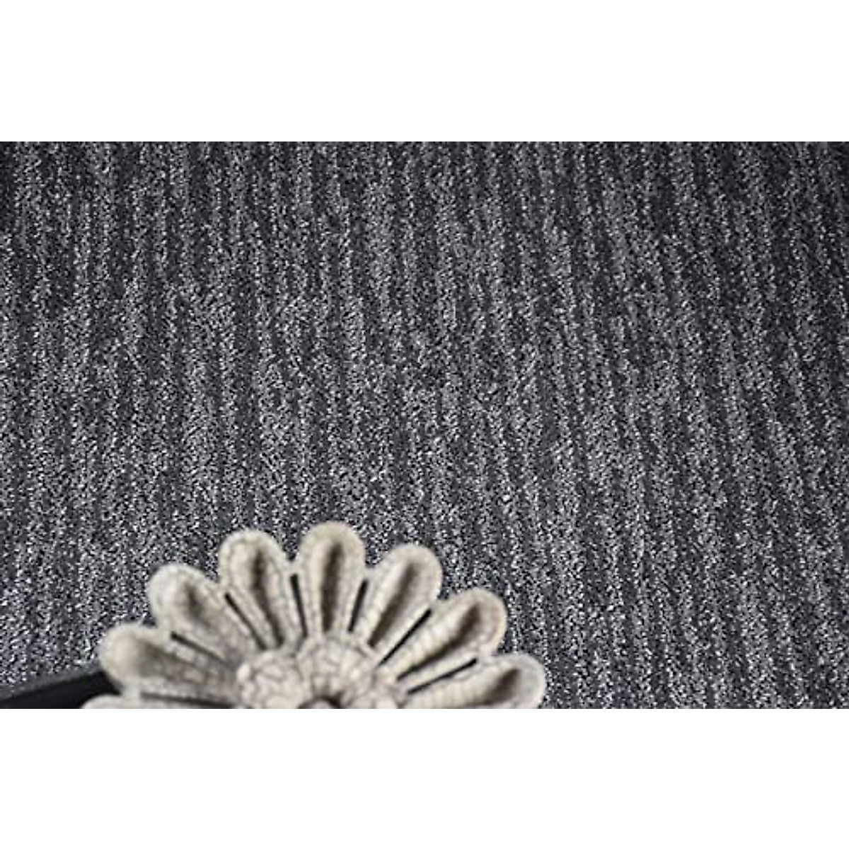 Furnish my Place Abstract Contemporary Stripes Modern Plush Two Tone High Low Pattern Rug, Abstract Rug, Pet-Friendly Rug, Contemporary Rug, Made in USA - Easy Fit Light Grey, 18" x 36" Half Round