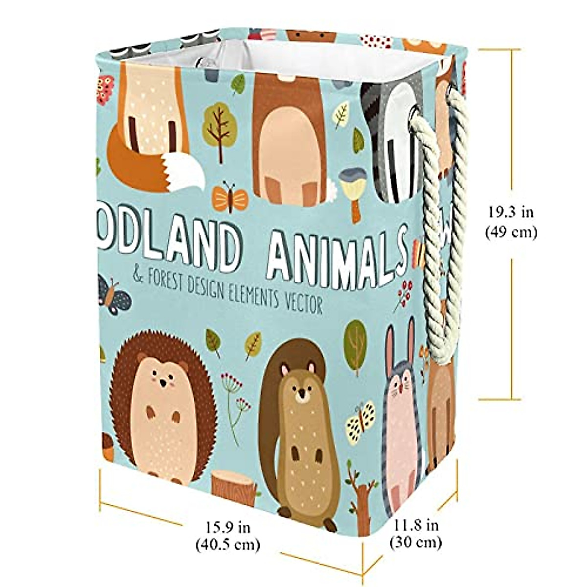 Laundry Basket Foldable Laundry Hamper With Handles Detachable Storage Bin, Bathroom Organizer, Children Toy Bins Cute Animals