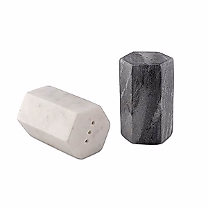 GoCraft Salt and Pepper Shakers | HandCrafted White and Black Marble Salt and Pepper Shakers