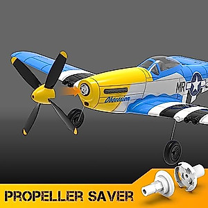 VOLANTEXRC RC Plane P51D Mustang RTF for Beginners, 2.4Ghz 4CH Remote Control Airplane Easy to Fly with Gyro Stabilization, Outdoor Hobby WWII Toy Gift for Kids & Adults (Blue)