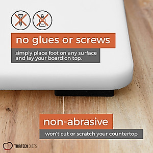 Thirteen Chefs Cutting Board Feet, Non Slip Silicone Pads, Set of 8, Red - Non Adhesive, Glue Free
