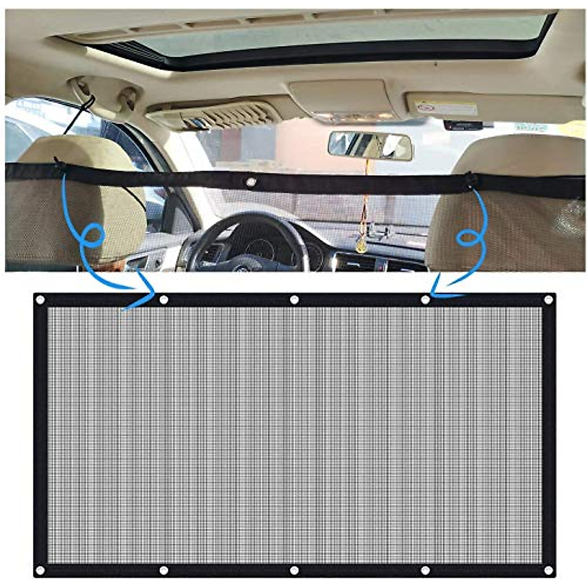 STARROAD-TIM Dog Car Barrier Vehicle Pet Barrier Backseat Mesh Dog Car Divider Net with Adjusting Rope and Hook Suitable for SUV Pickup and Small Car (43.3in x 23.62in)