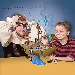 PlayMonster Don't Rock The Boat -- Children's Game -- Balance Yer Mateys or Overboard Ye Go! -- For ages 5+ -- 2-4 Players