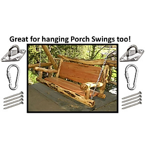 Branded Boards Heavy Duty Black or Silver 1000lb Load Hammock Hanging Kits with Locking Carabiner Snap Hooks, for Trees, Ceilings, Walls, Porches, Posts (Diamond-Plate-Hammock-Kit-Silver)