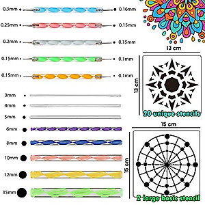 Insnug Mandala Dotting Tools Painting Kit - Rock Dot Paint Stencils Tool Set Art Craft Supplies Kits with Tray Brush Zipper Waterproof Bag Pen for Nail Stone Mandala Arts Drawing Home Decor Activity