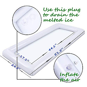 3PCS Inflatable Serving Bar, Buffet Cooler with Drain Plug - Salad Picnic Ice Food Server - Luau Pool Hawaiian Party Supplies with a Hand Pump