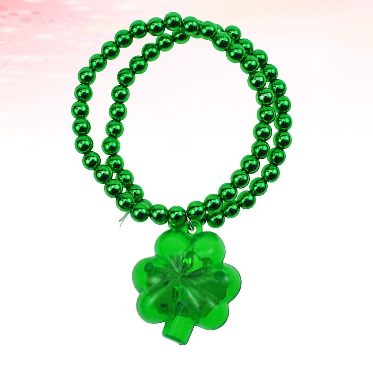 TENDYCOCO Green Beads Bracelet St Patricks Day Bracelet Jewelry Irish Party Accessories St. Patricks Day Party Supplies Four Leaf Bracelet Led Glowing Bracelet Four Leaf Crete