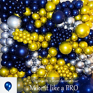 Kozee Chrome Blue Double-Stuffed Balloons different sizes 52 PACK 18+10+5 inch Metallic Navy Blue balloon Garland kit For 2023Graduation Wedding Birthday baby shower anniversary decorations