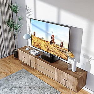 WALI Universal TV Stand, Table Top TV Stand for 37 to 70 inch LCD LED TVs, 9 Level Height Adjustable TV Mount with Tempered Glass Base, Holds up to 88lbs, Max Mounting Holes 600x400mm (TVDVD-5), Black