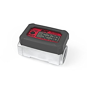 GPI 113255-1, (GALLONS) 01A31GM Aluminum Turbine Fuel Flowmeter with Digital LCD Display, 3-30 GPM, 1-Inch FNPT Inlet/Outlet, 0.75-Inch Reducer Bushings, ±5% Accuracy