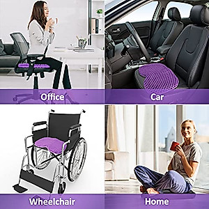 Vedozo Gel Seat Cushion for Office Chairs, Car Seat Cushion for Long Sitting, Wheelchair Pads for Tailbone Pressure Relief Butt & Back Pain, Purple/Black, (ZD020)